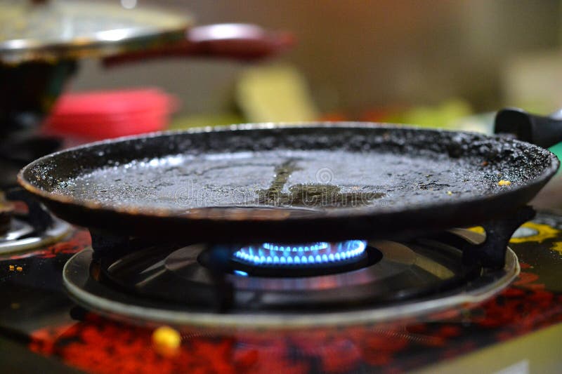 Heating the pan stock photo. Image of grease, kitchen - 68064638