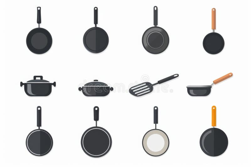 Frying Pan Icon, Empty Nonstick Cookware Sign, Non Stick Symbol Skillet ... Frying Pan Icon, Empty Nonstick Cookware Sign, Non Stick Symbol Skillet ...