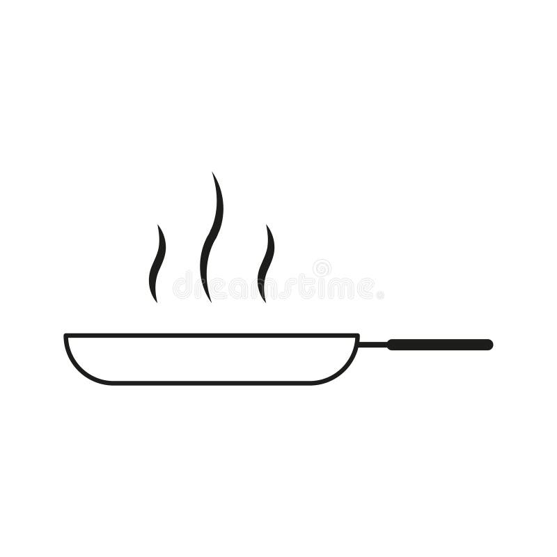 Frying Pan Icon. Hot Pan with Steam. Vector Illustration. Stock Image ...
