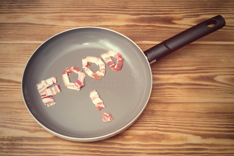 A Frying Pan with the Inscription Food Stock Image - Image of fillet ...