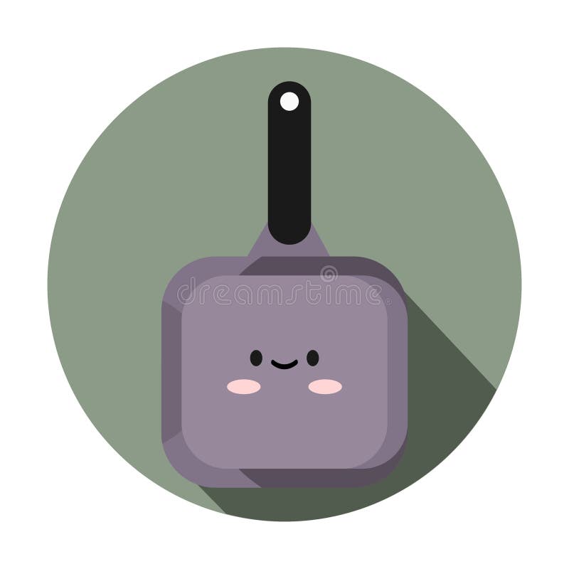 Frying Pan Kawaii Vector stock vector. Illustration of sketch - 356119982