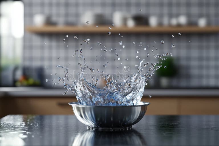 A Frying Pan in the Kitchen Has Water Splashed Under it. Stock Image ...