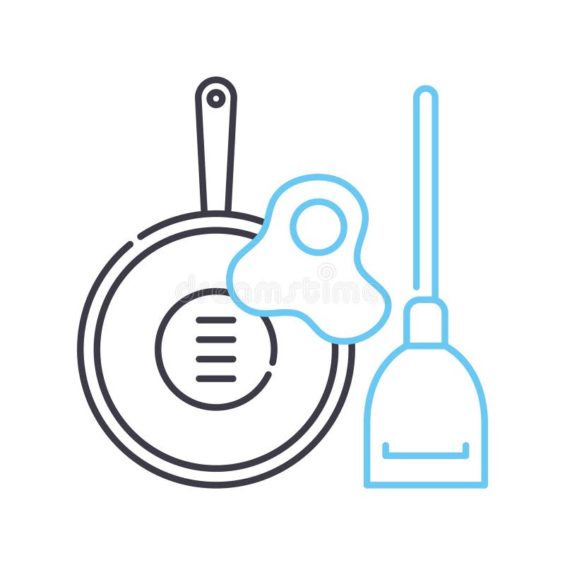 Frying Pan Line Icon Outline Symbol Vector Illustration Concept Sign