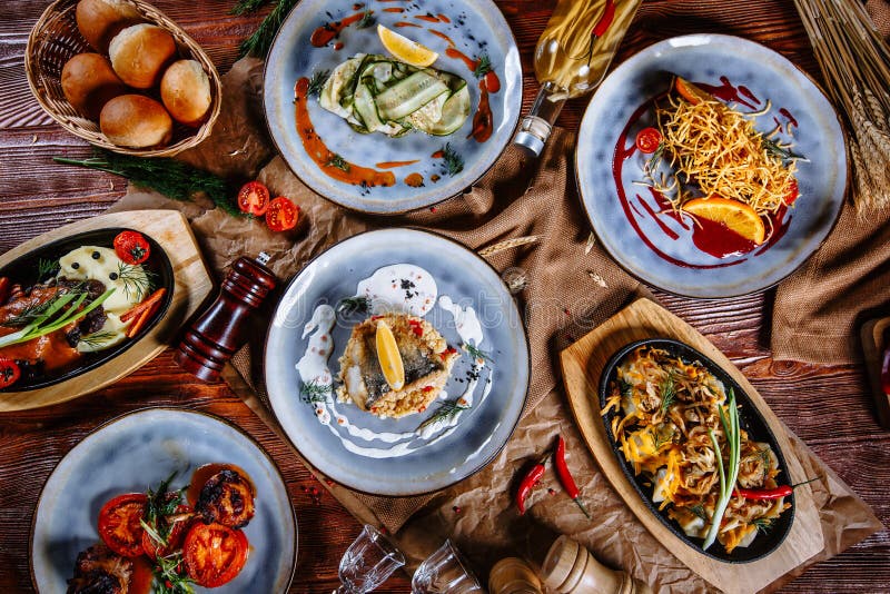 Frying Pan, Mashed Potatoes, Fish and Meat. Collection of Ukrainian ...