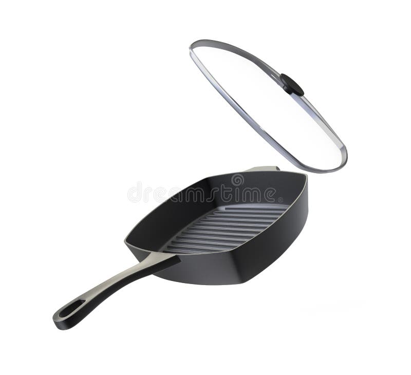 Frying pan open lid stock illustration. Illustration of isolated ...
