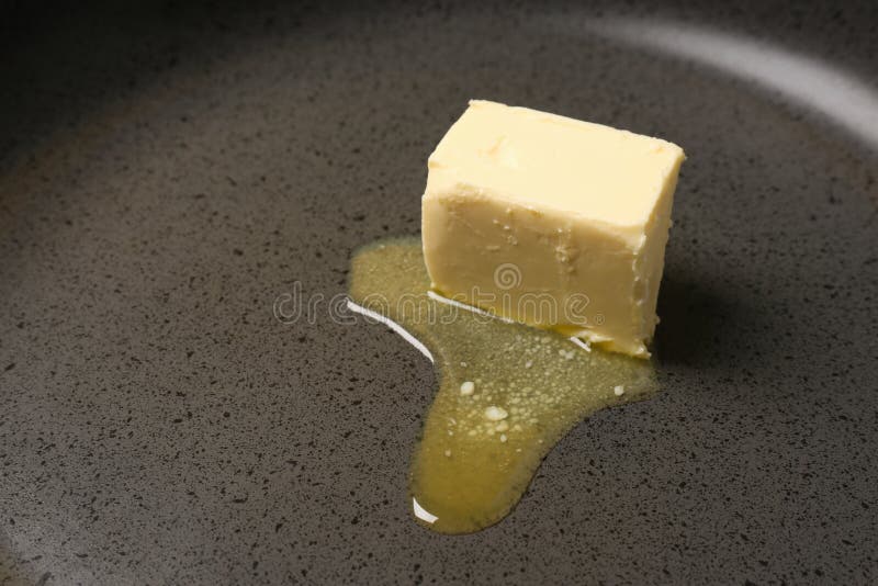 Frying Pan with Piece of Melting Butter Stock Photo - Image of ...