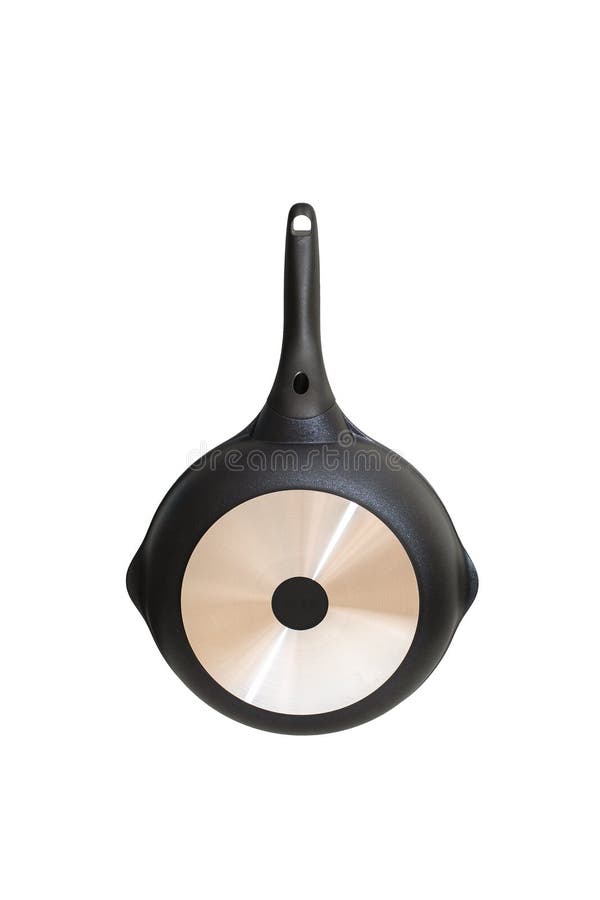 Round Frying Pan Side View Isolated on White Stock Image - Image of ...