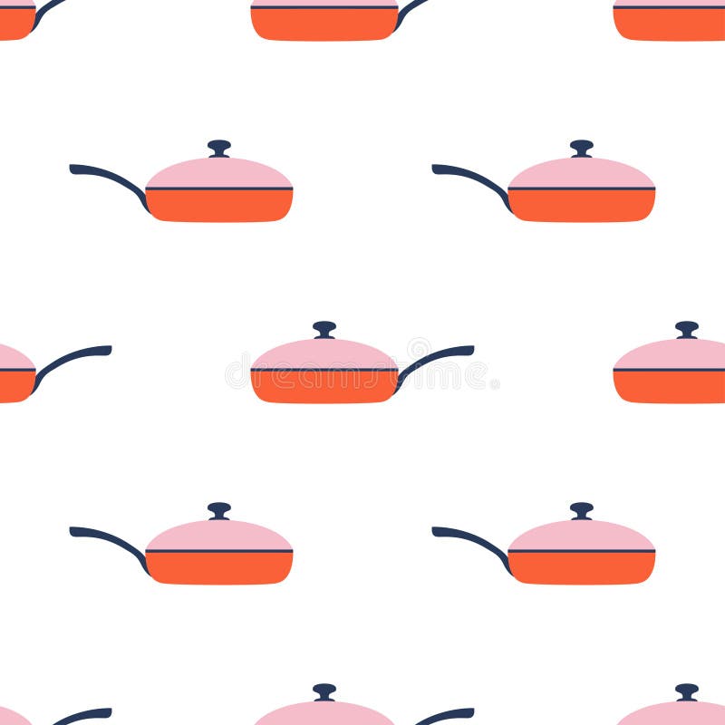 Frying Pan Seamless Pattern Stock Vector - Illustration of tool ...