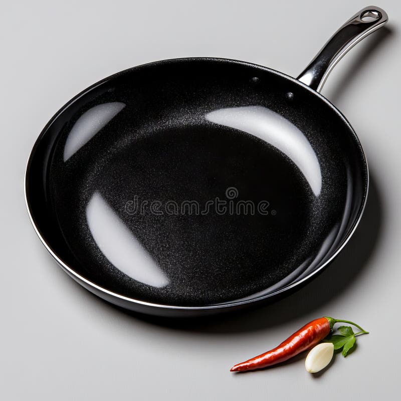 A Frying Pan with a Smiley Face on it Next To a Red Chili Pepper Stock ...