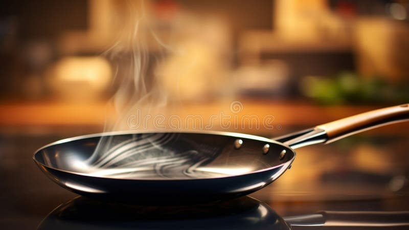 A Frying Pan with Smoke Coming Out of it, AI Stock Photo - Image of ...
