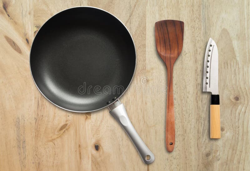 Frying Pan and Spatula and Eggs on White Background Stock Photo - Image ...