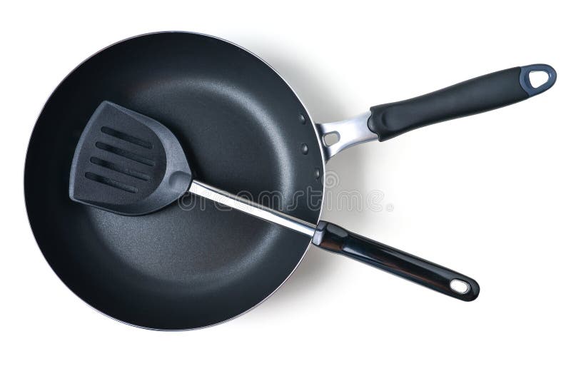 Frying pan and spatula stock image. Image of kitchen - 48868275