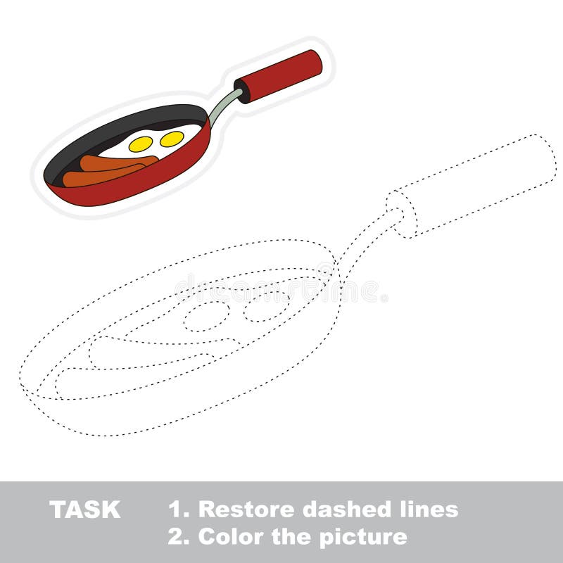 Frying Pan To Be Colored. Vector Trace Game. Stock Vector ...