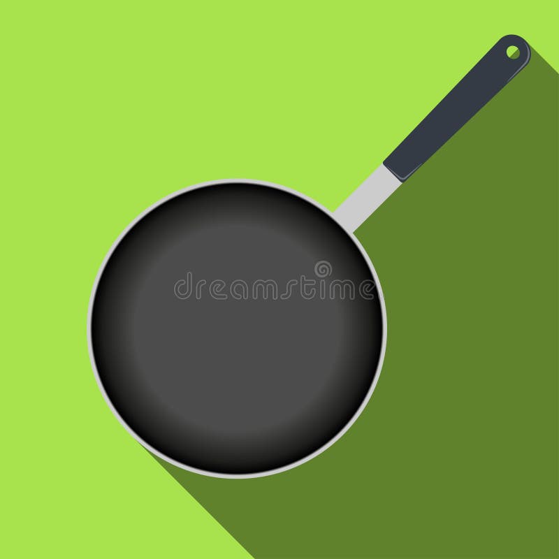 Frying Pan Top View, Icon with Long Shadow. Vector Illustration. Stock ...