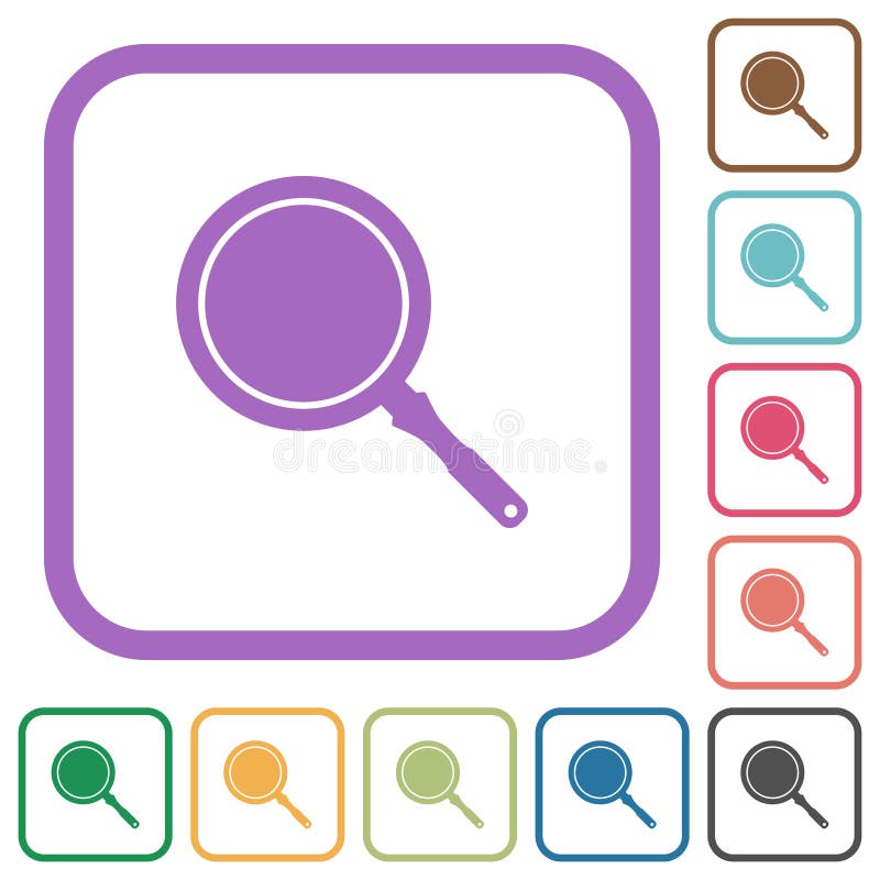Frying Pan Top View Flat Icons with Outlines Stock Vector ...
