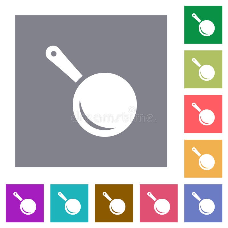 Frying Pan Top View Square Flat Icons Stock Vector - Illustration of ...