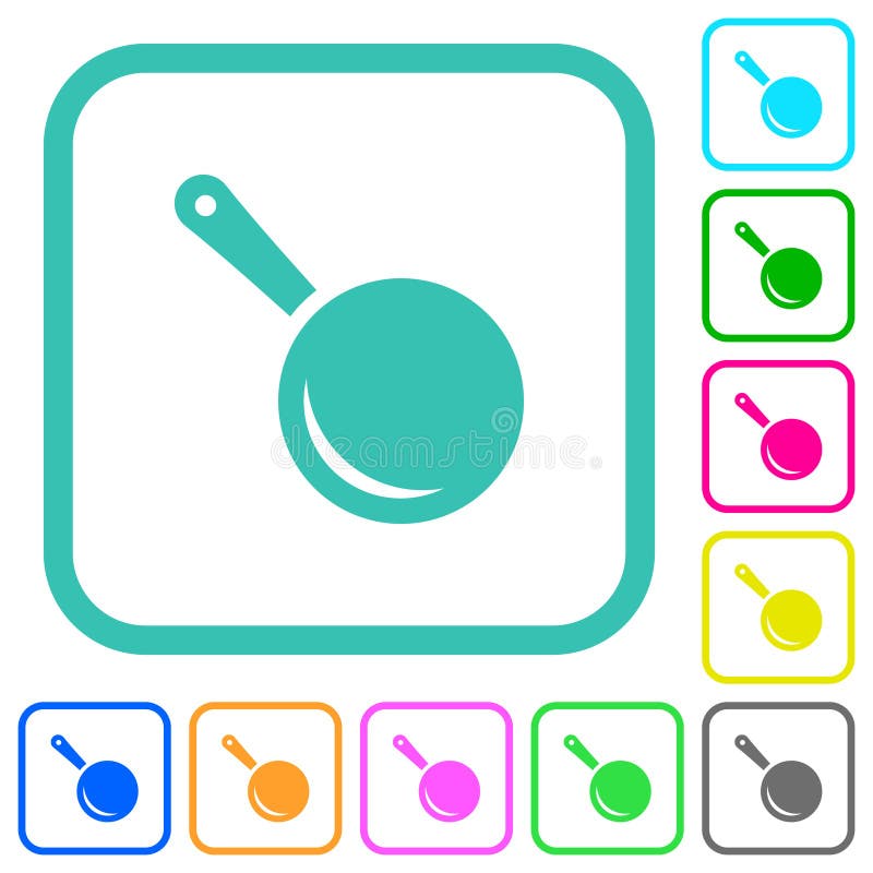 Frying Pan Top View Vivid Colored Flat Icons Stock Vector ...