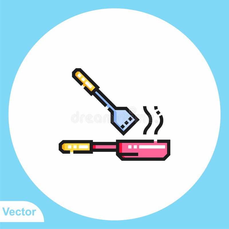 Frying Pan Vector Icon Sign Symbol Stock Vector - Illustration of ...