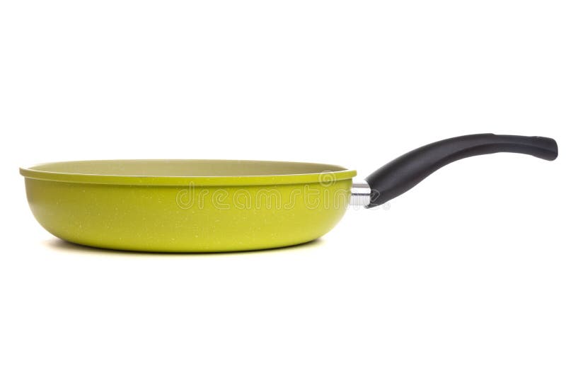 Frying Pan on White Background Side View, Empty Salad Pan, Cooking ...