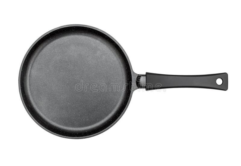 Frying Pan on White Background. Top View Stock Photo - Image of ...