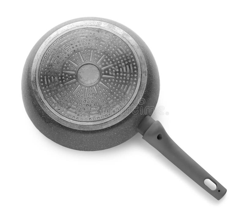 Frying Pan Isolated on White, Bottom Side Stock Photo - Image of ...