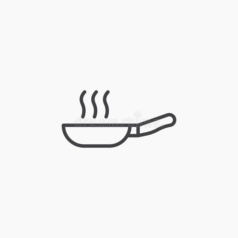 Frying Panline in Thin Line Black Color. Flat Simple Vector Symbols ...