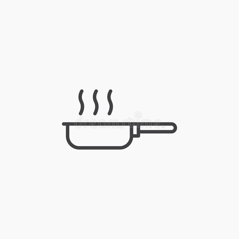 Frying Panline in Thin Line Black Color. Flat Simple Vector Symbols ...
