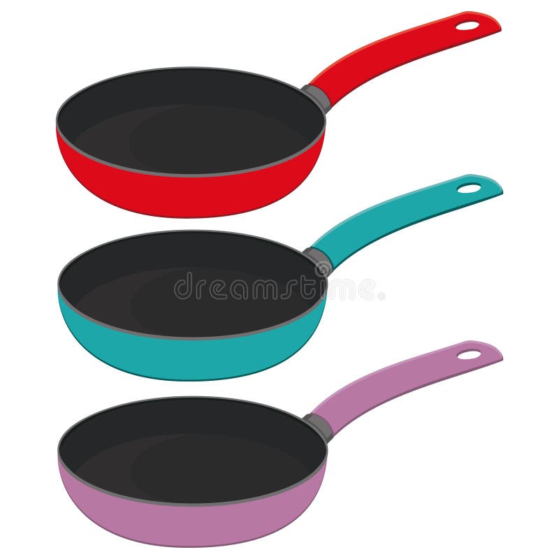 Frying Pans, Color Vector Illustration in Cartoon Style Stock Vector ...