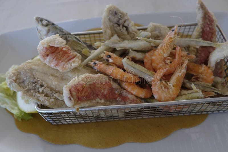 Frying of paranza stock image. Image of italian, food - 138270093