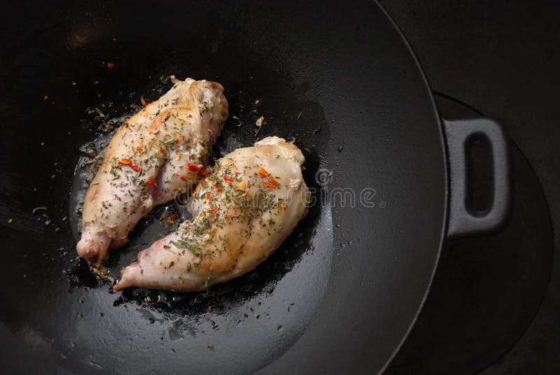 Frying Rabbit stock image. Image of wood, food, white - 3651415