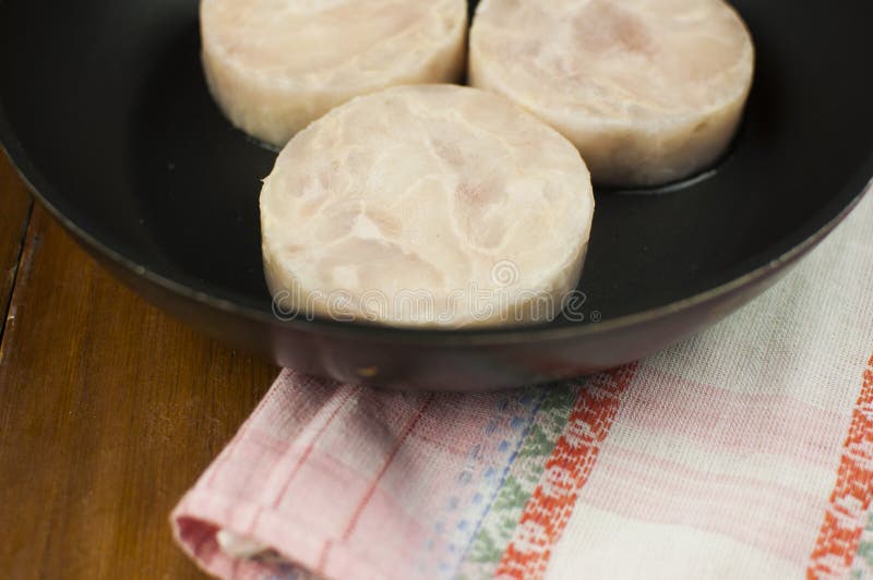 Frying Raw Fish Cutlet in Oil in a Pan, Top View Stock Photo - Image of ...