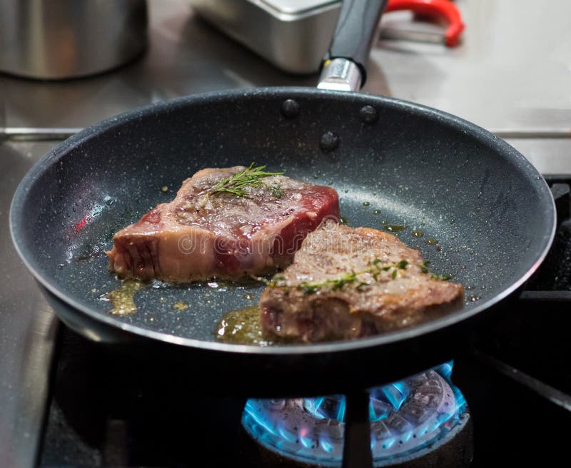Frying a steak stock photo. Image of fried, prepare, tool - 12669970