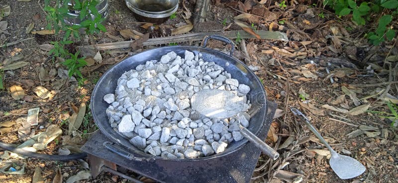 Frying Stone for Road Foundation Work Testing Stock Image - Image of ...