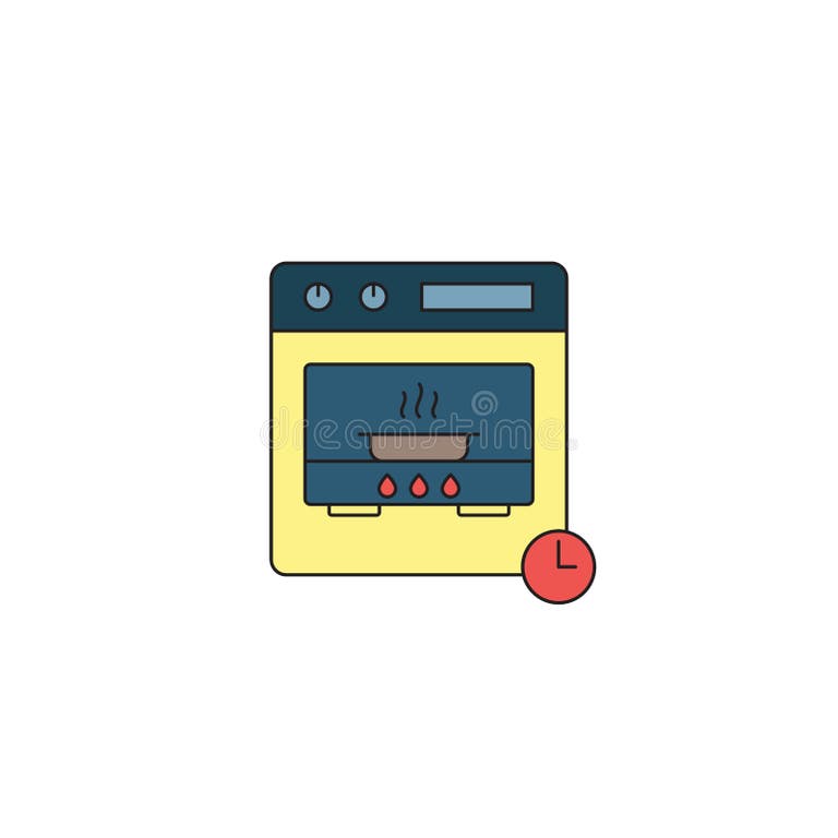 Frying Time or Oven with Timer Vector Icon Symbol Cooking Isolated on ...