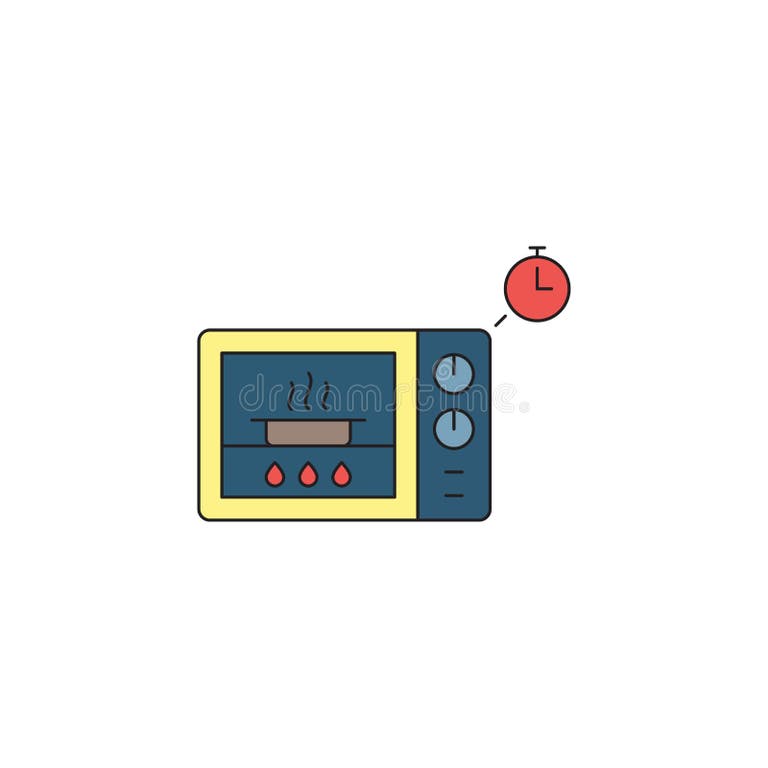 Frying Time or Oven with Timer Vector Icon Symbol Cooking Isolated on ...