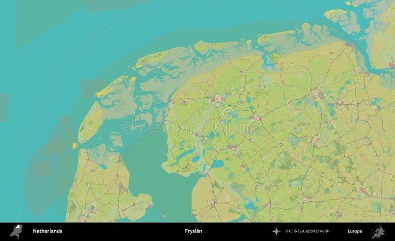 Fryslan, Netherlands. Topographic Humanitarian Stock Illustration ...