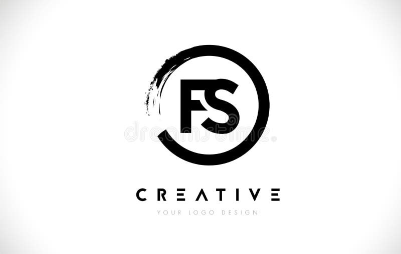 FS Letter Logo with Circle Brush Design and White Background Stock ...