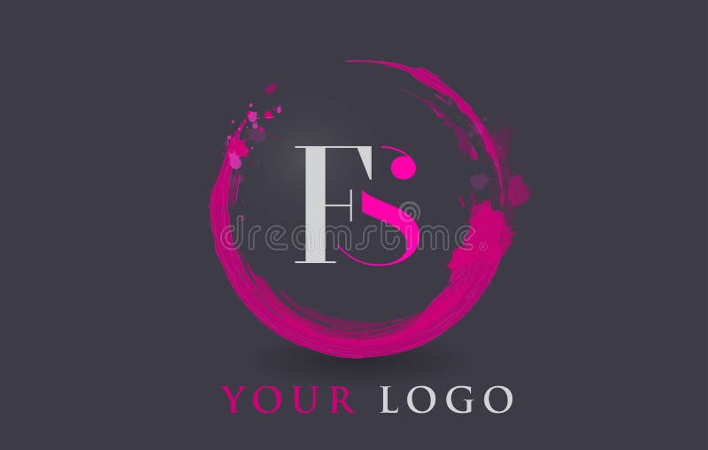 FS Letter Logo Circular Purple Splash Brush Concept. Stock Vector ...