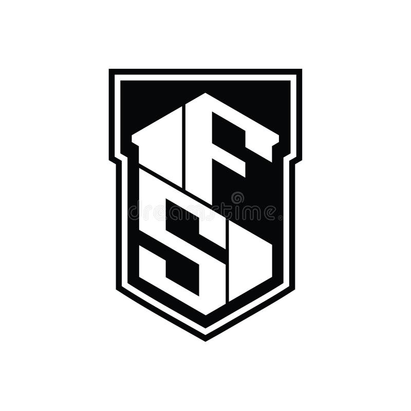 FS Logo Monogram Hexagon Geometric Up and Down Inside Shield Isolated ...