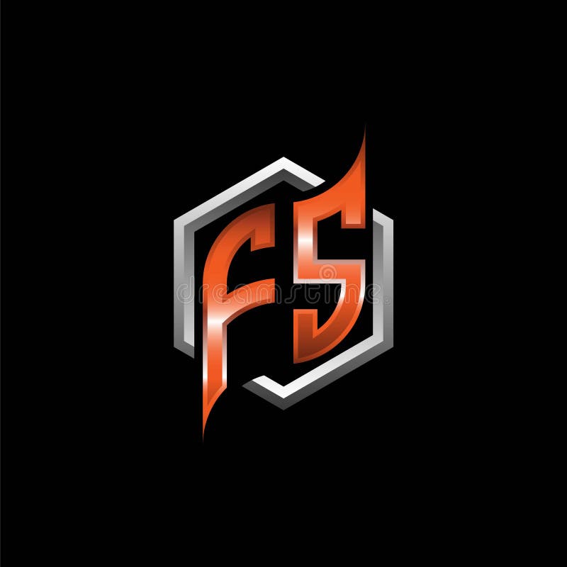 FS Monogram Geometric Orange with Hexagonal Rounded Stock Vector ... FS Monogram Geometric Orange with Hexagonal Rounded Stock Vector ...