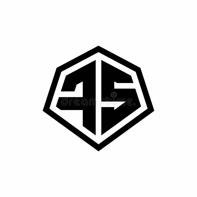 FS Monogram Logo with Hexagon Shape and Line Rounded Style Design ...