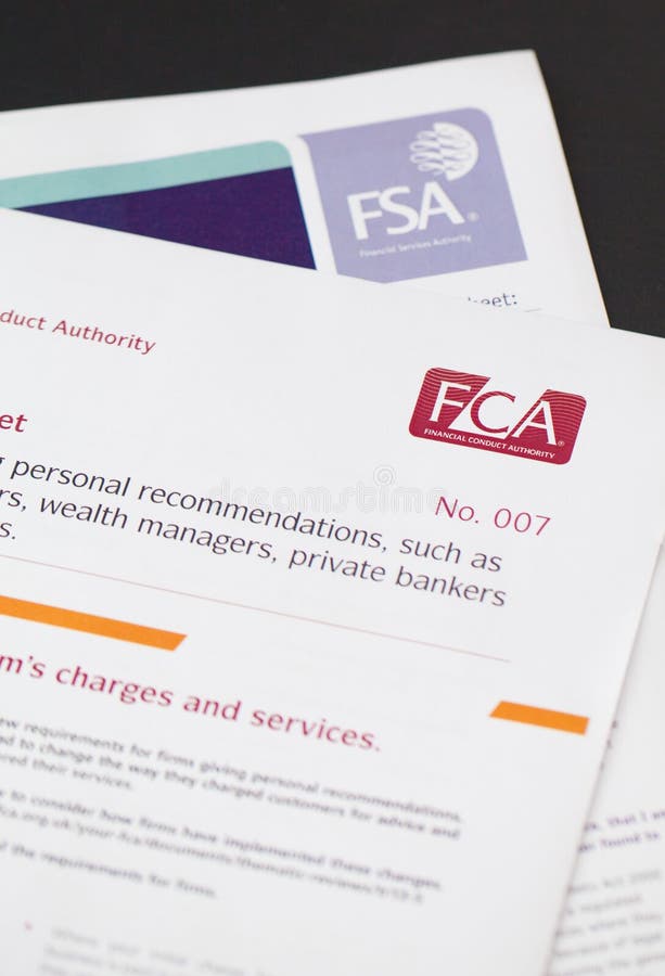 FSA and FCA editorial stock image. Image of paperwork - 36682199