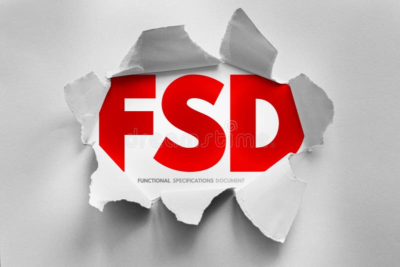 FSD Stands for Functional Specifications Document, Revealed Behind Torn Paper. it Outlines ...