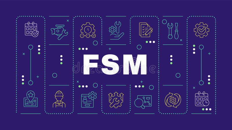 FSM dark blue word concept stock illustration. Illustration of tracking ...