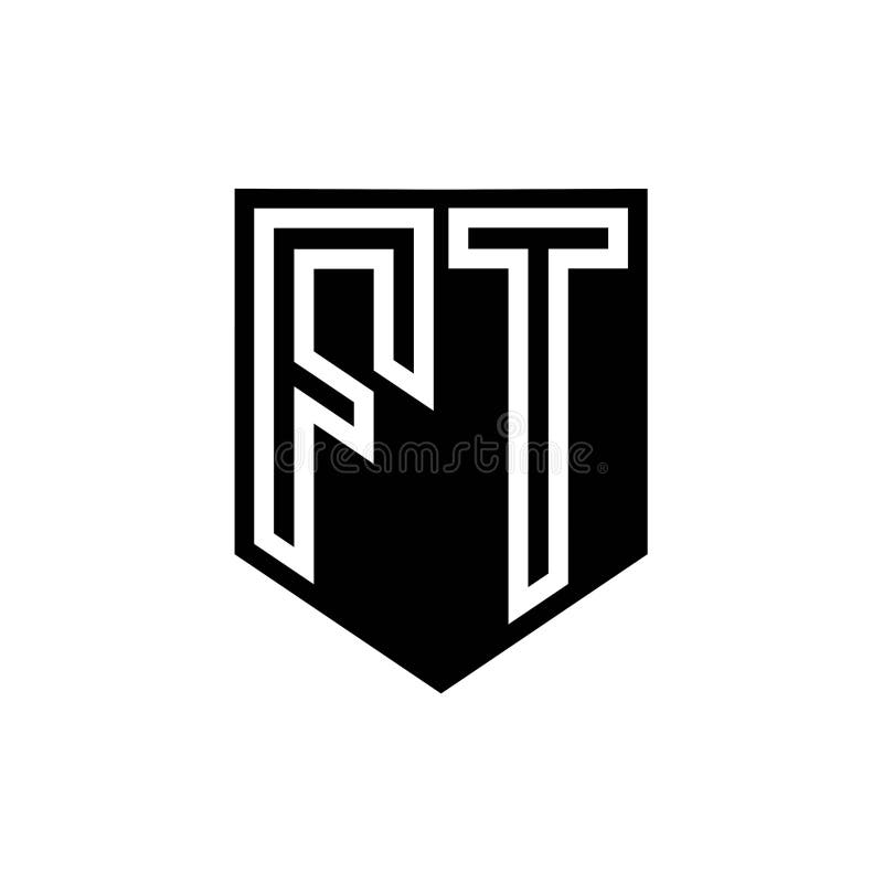 FT Logo Monogram Shield Geometric White Line Inside Black Shield Color Design Stock Vector ...
