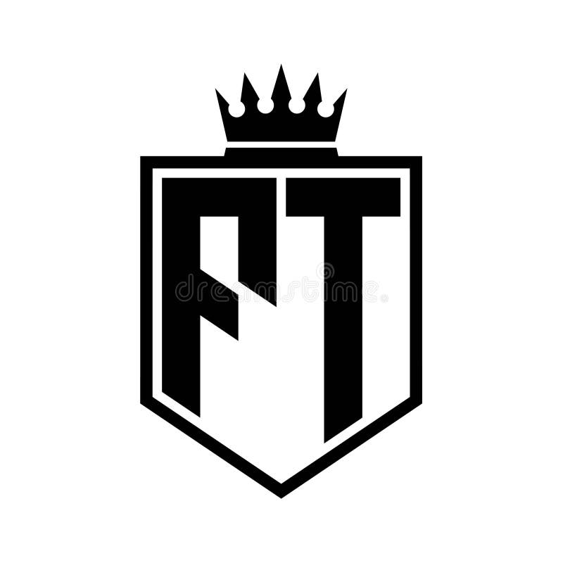 FT Logo Monogram Bold Shield Geometric Shape with Crown Outline Black ...