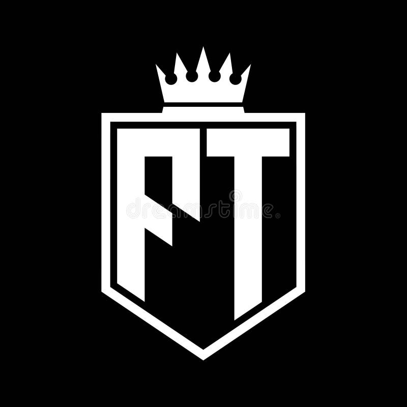 FT Logo Monogram Bold Shield Geometric Shape with Crown Outline Black ...
