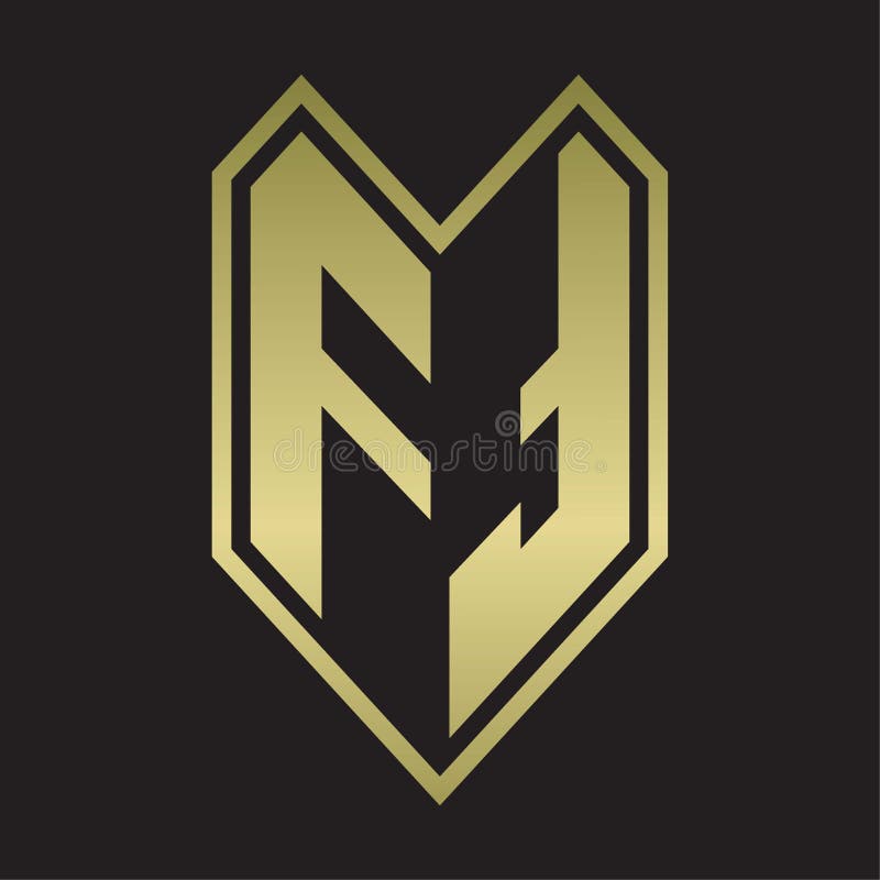 FT Logo Monogram with Emblem Line Style Isolated on Gold Colors Stock ...