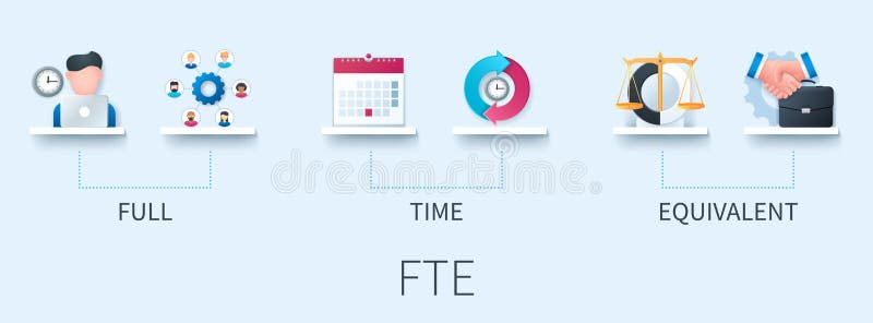FTE Banner with Icons Vector Infographics in 3d Style Stock ...