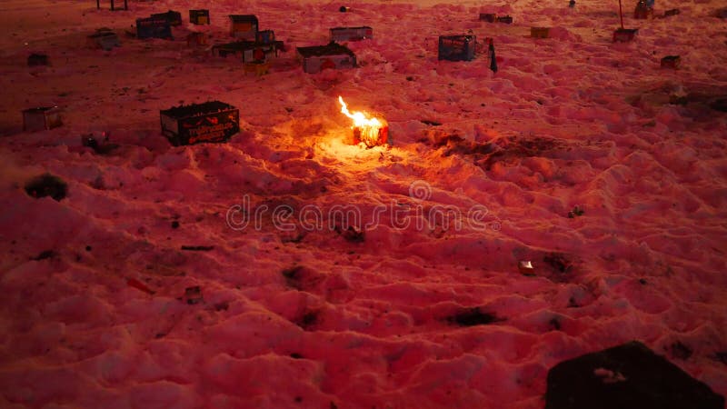 After the Celebration – Fireworks Remnants and Festive Debris on Snow ...